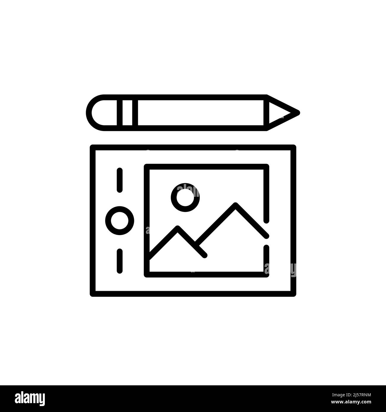 Drawing tablet and a stylus. Pixel perfect, editable stroke icon Stock ...