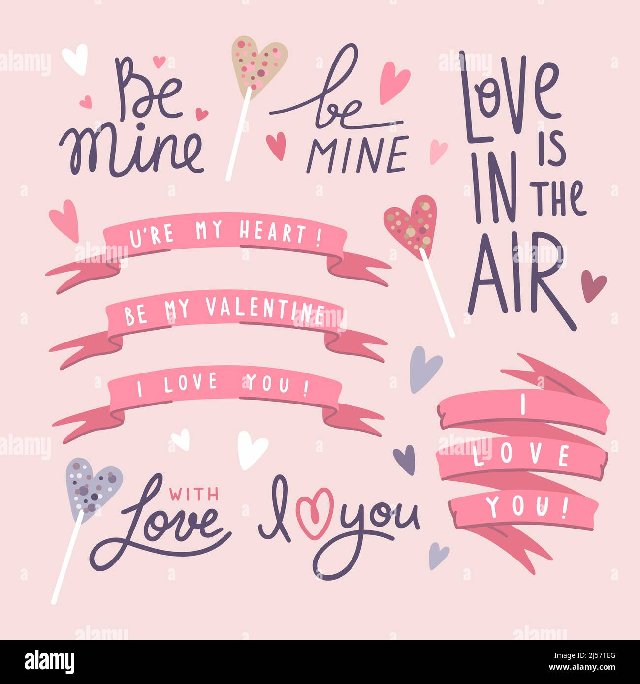 Love calligraphic lettering hearts Stock Vector Images - Alamy