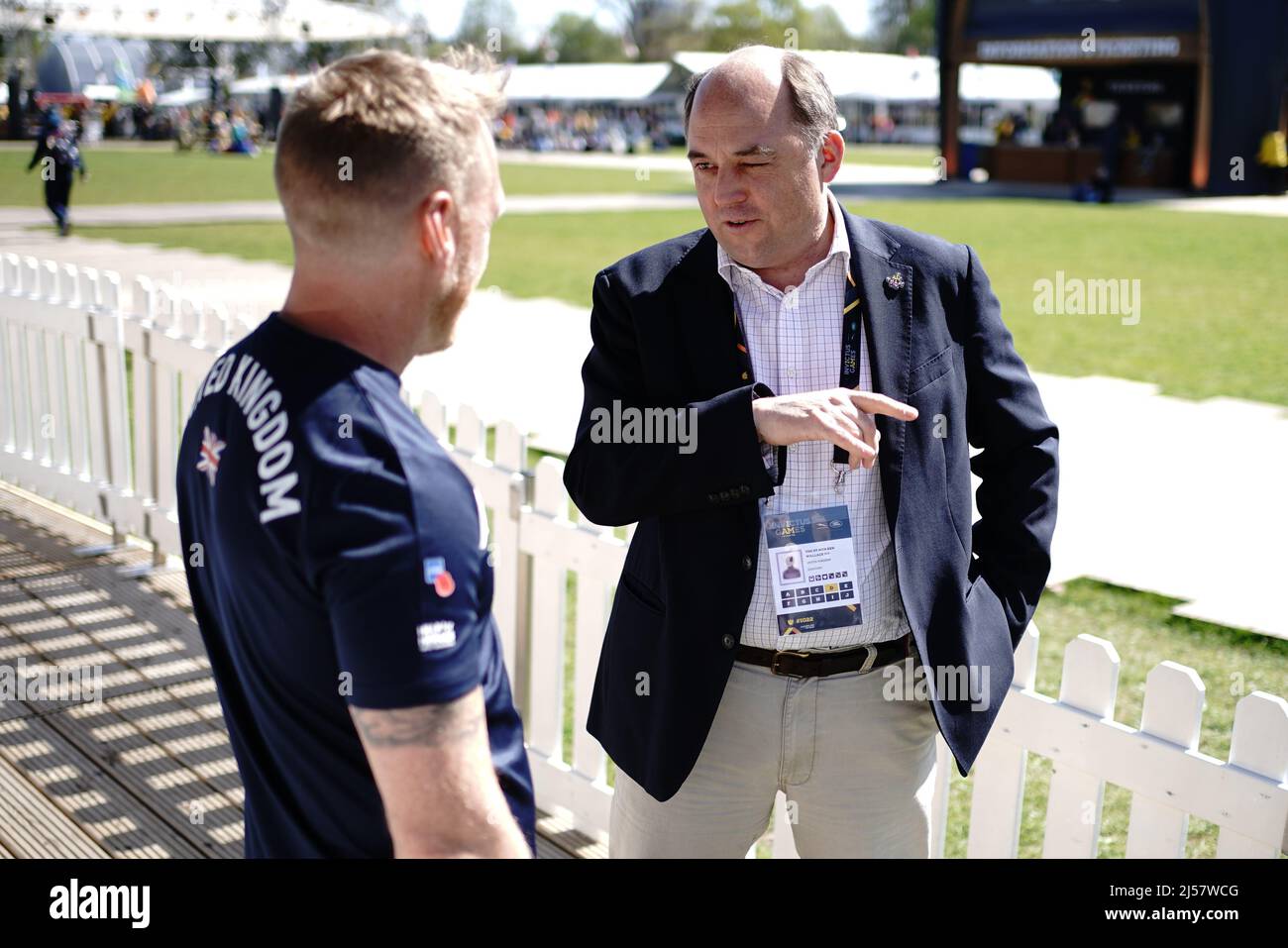 Defence Secretary Ben Wallace speaks to United Kingdom competitor Mark ...