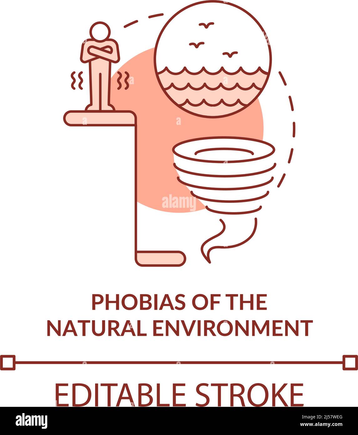 Phobias of natural environment red concept icon Stock Vector Image ...