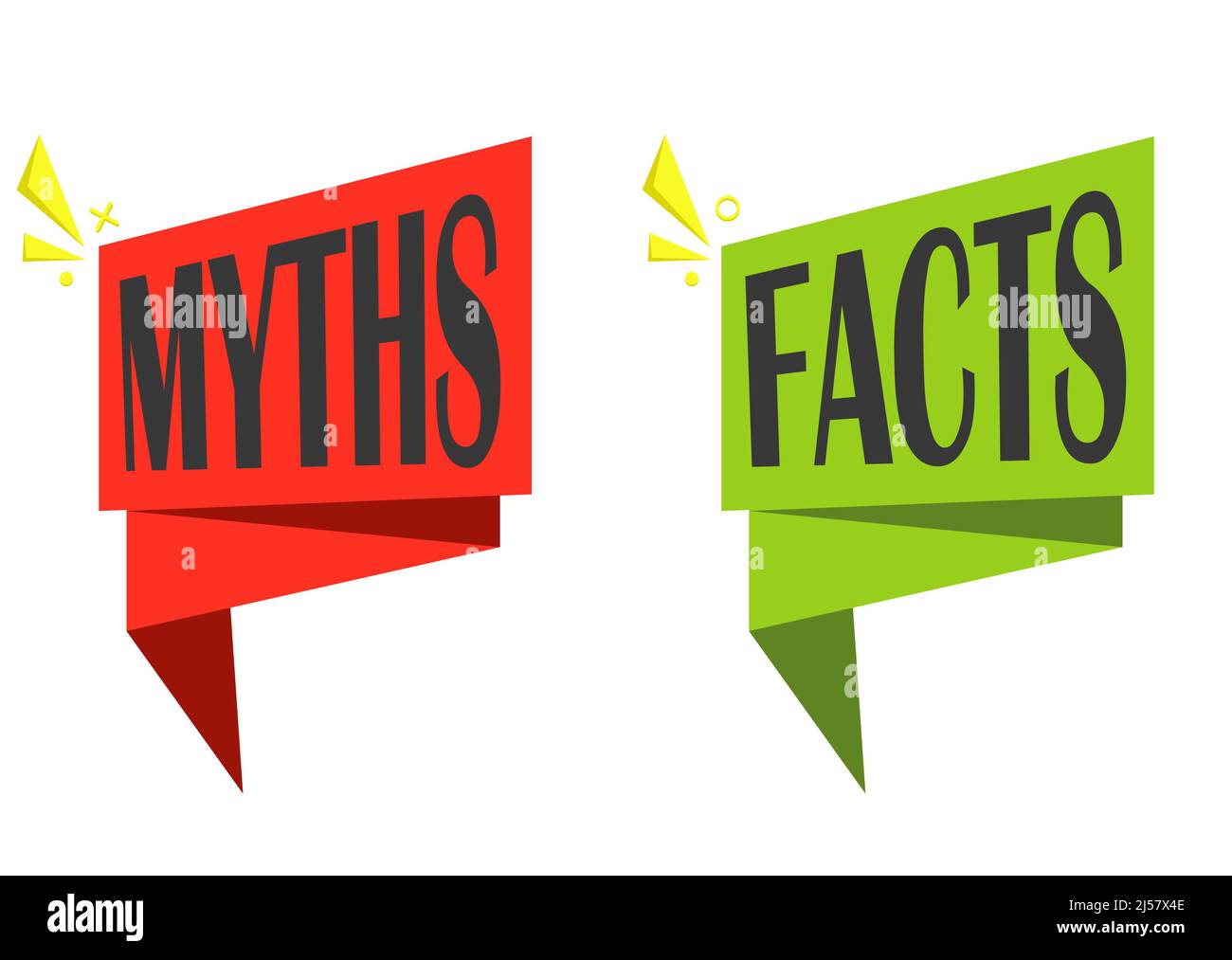 Myths vs facts concept on white background. Vector illustration Stock ...
