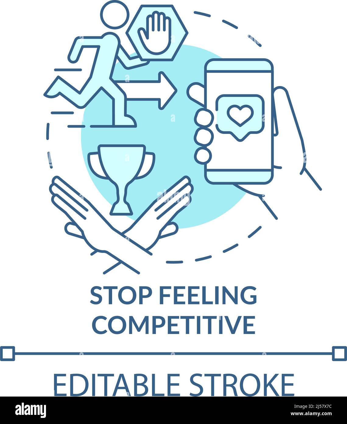 Stop feeling competitive turquoise concept icon Stock Vector Image ...