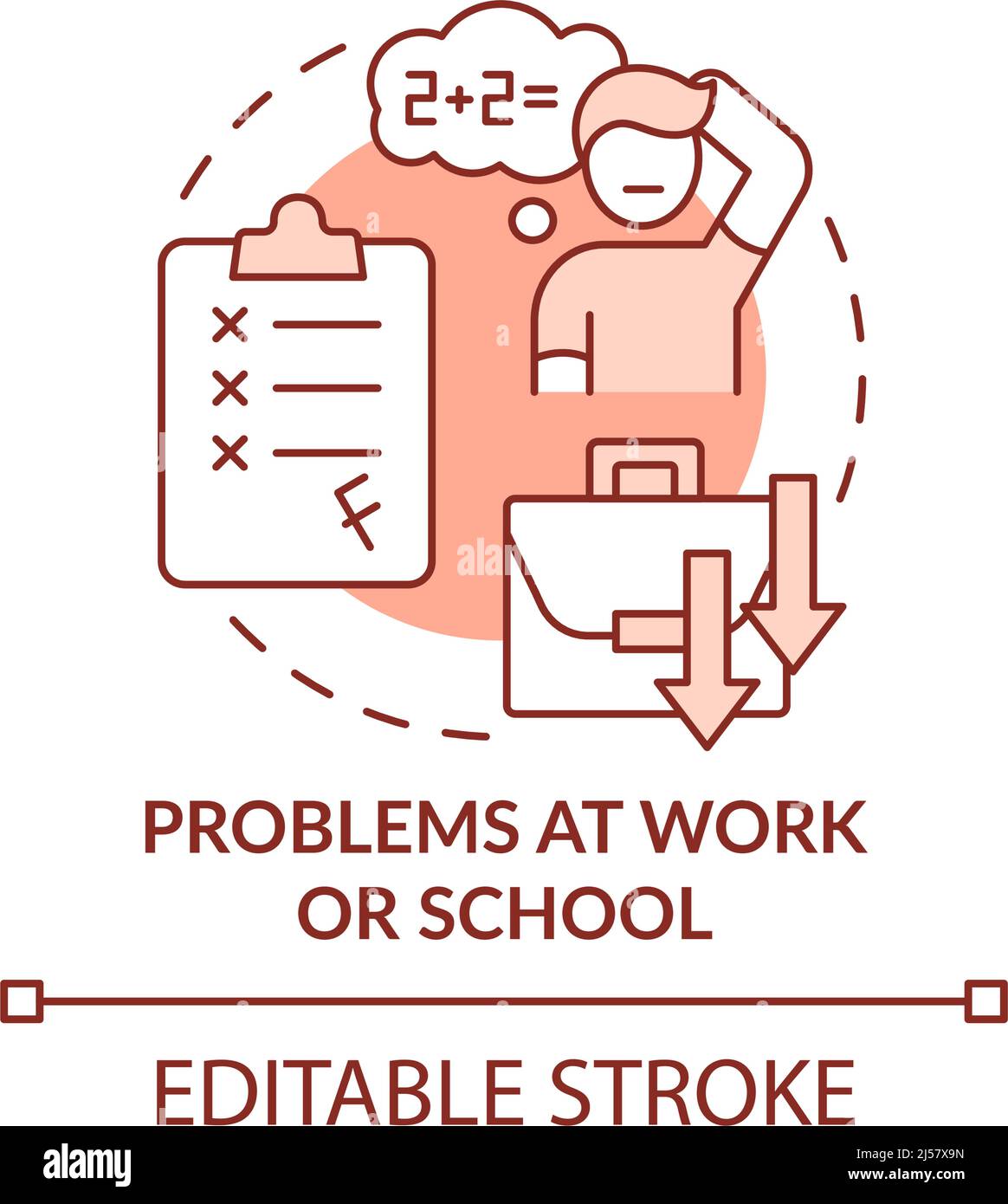 Problems at work and school terracotta concept icon Stock Vector Image ...