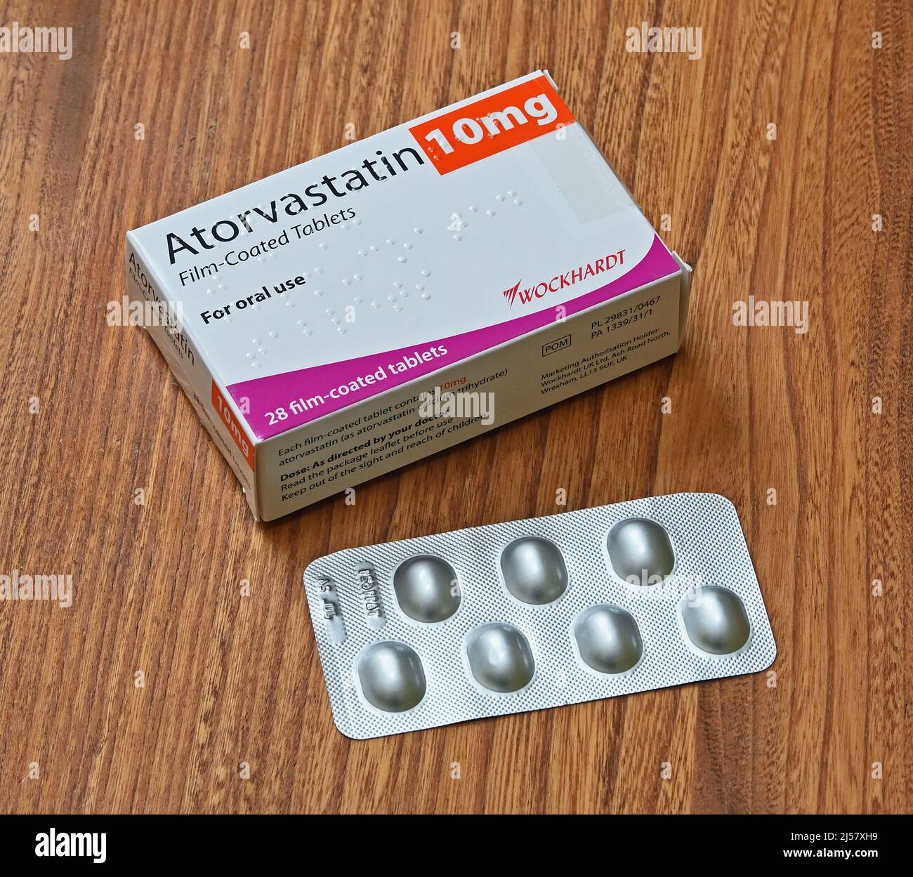 Photograph of Pack of Atorvastatin 10mg Film-Coated Tablets. For oral ...