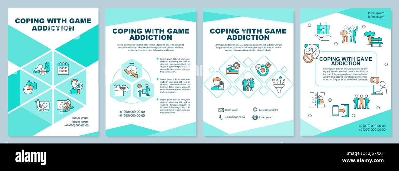 Coping with game addiction mint brochure template Stock Vector Image ...