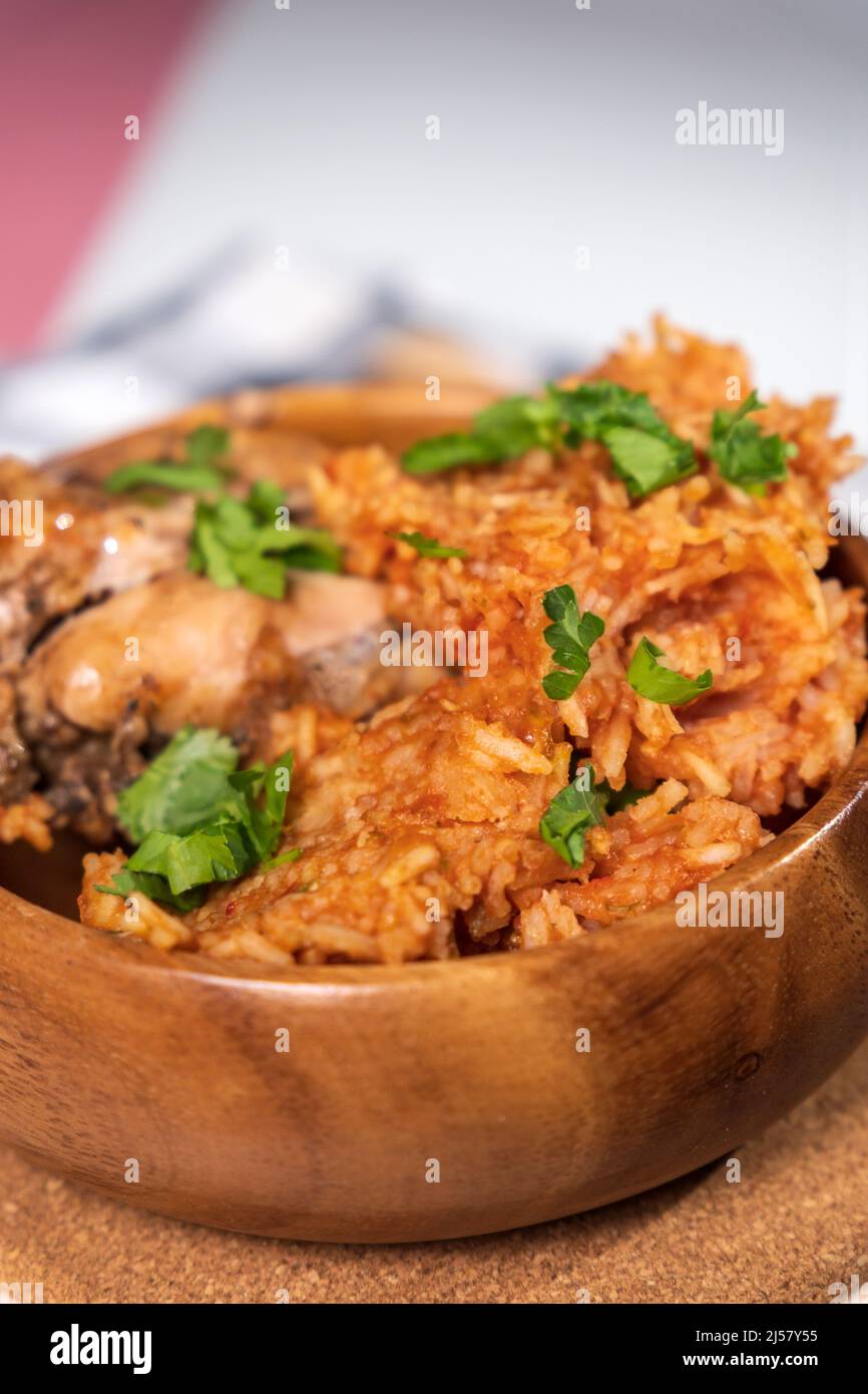 Jollof rice dome for Nigerian Ghanaian food concept. African national ...