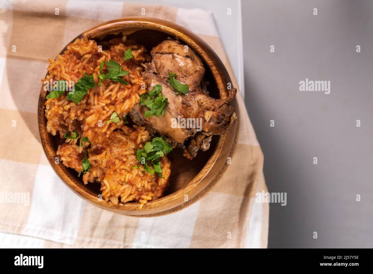 Jollof rice dome for Nigerian Ghanaian food concept. Wolof. African ...