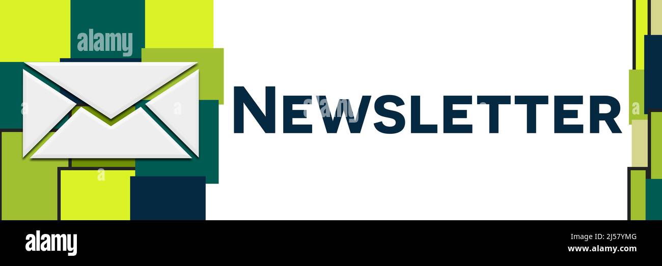 Newsletter Green Turquoise Blue Grid Left Symbol Stock Photo - Alamy
