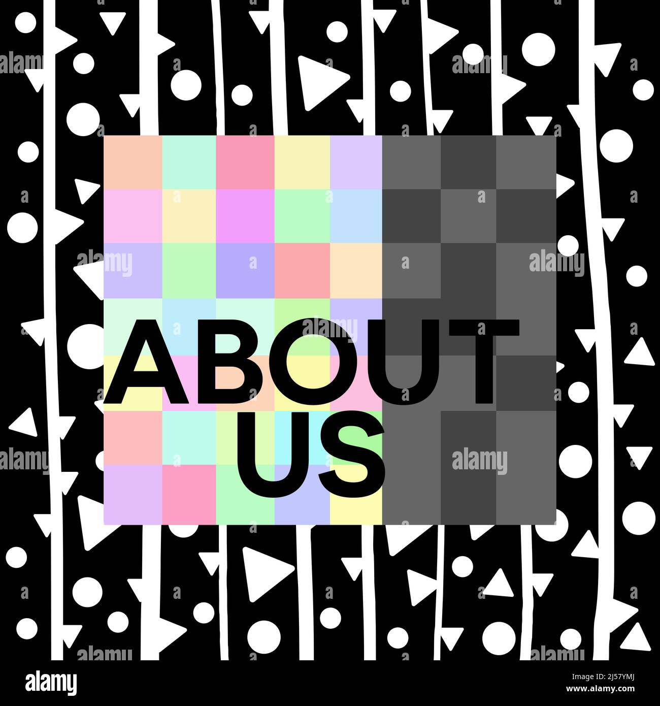 About Us Black White Light Colorful Grid Lines Triangles Circles Stock Photo - Alamy