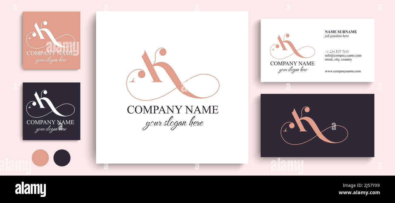 AK letter monogram. Elegant luxury logo. Calligraphic style. Corporate ...