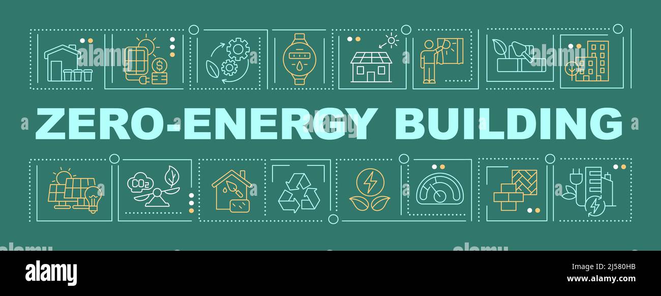 Net zero energy building word concepts dark green banner Stock Vector Image & Art - Alamy