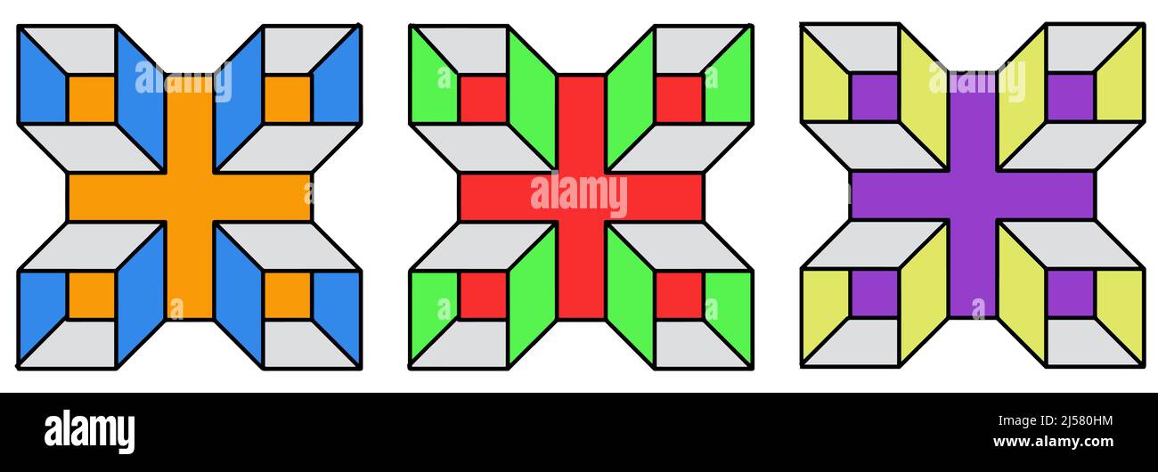 Vector image of a geometric abstract optical illusion of a square shape ...