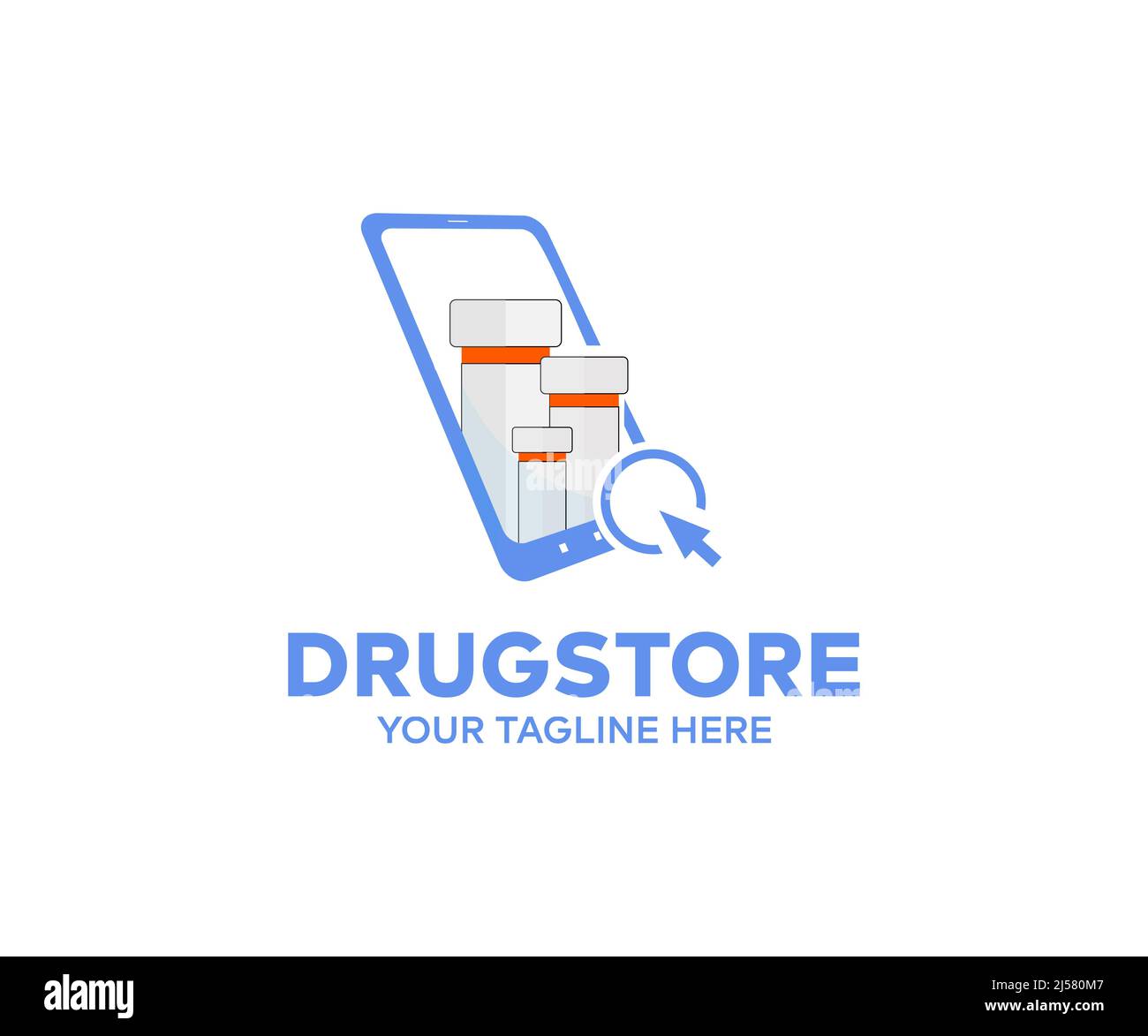 Online Pharmacy Drugstore logo design. Search bar on display in ...