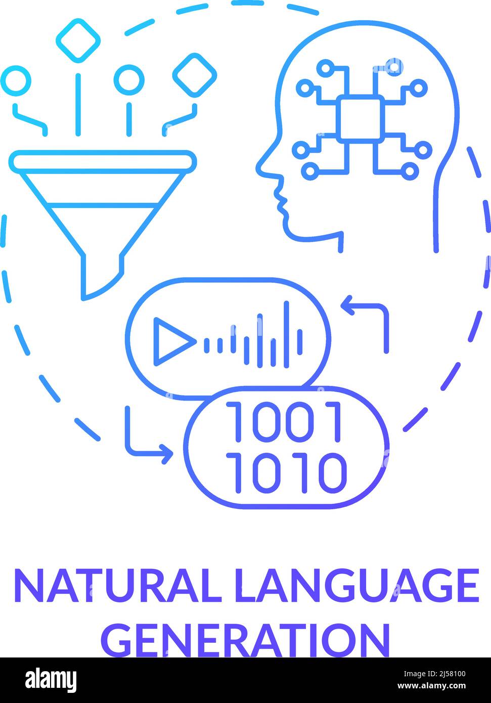 Natural language generation blue gradient concept icon Stock Vector ...