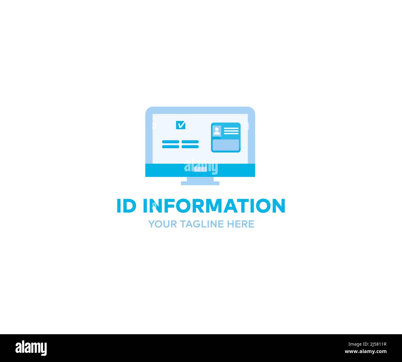 Personal information card, computer screen logo design. Identification ...