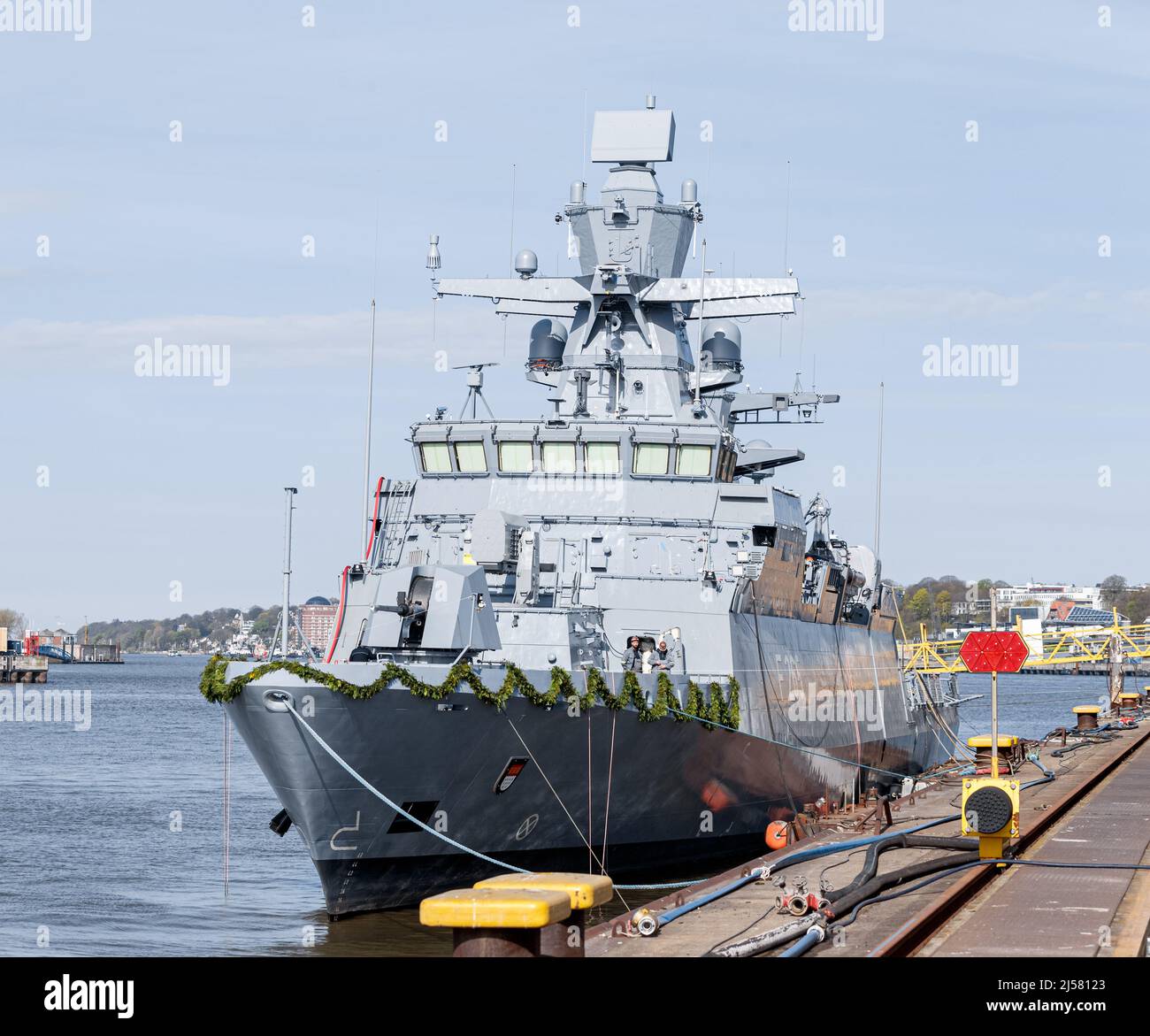 Hamburg, Germany. 21st Apr, 2022. The corvette "Köln", the first of a ...