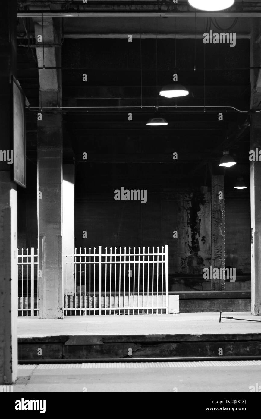 Simple foundation column standing on the public train platform in the ...