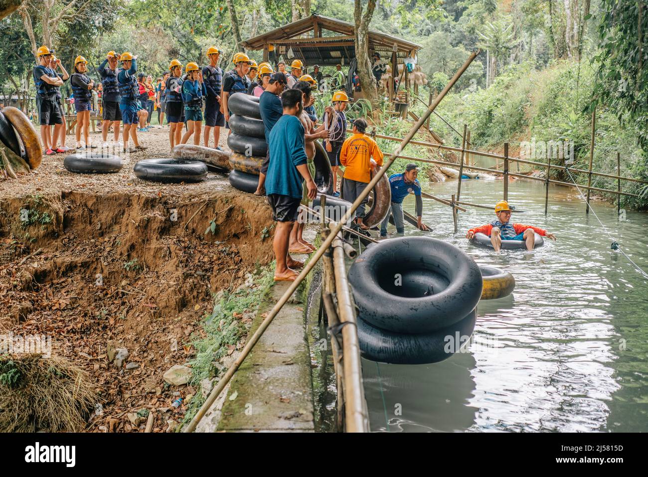 A water cave tour in Vang Vieng, Laos Stock Photo - Alamy