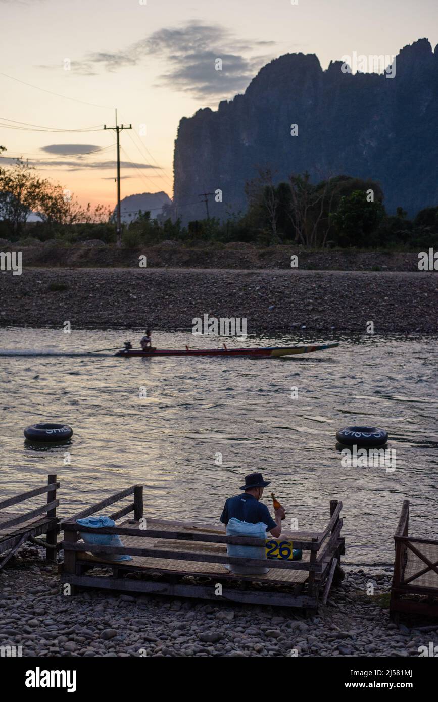 The view of Vang Vieng, Laos Stock Photo - Alamy