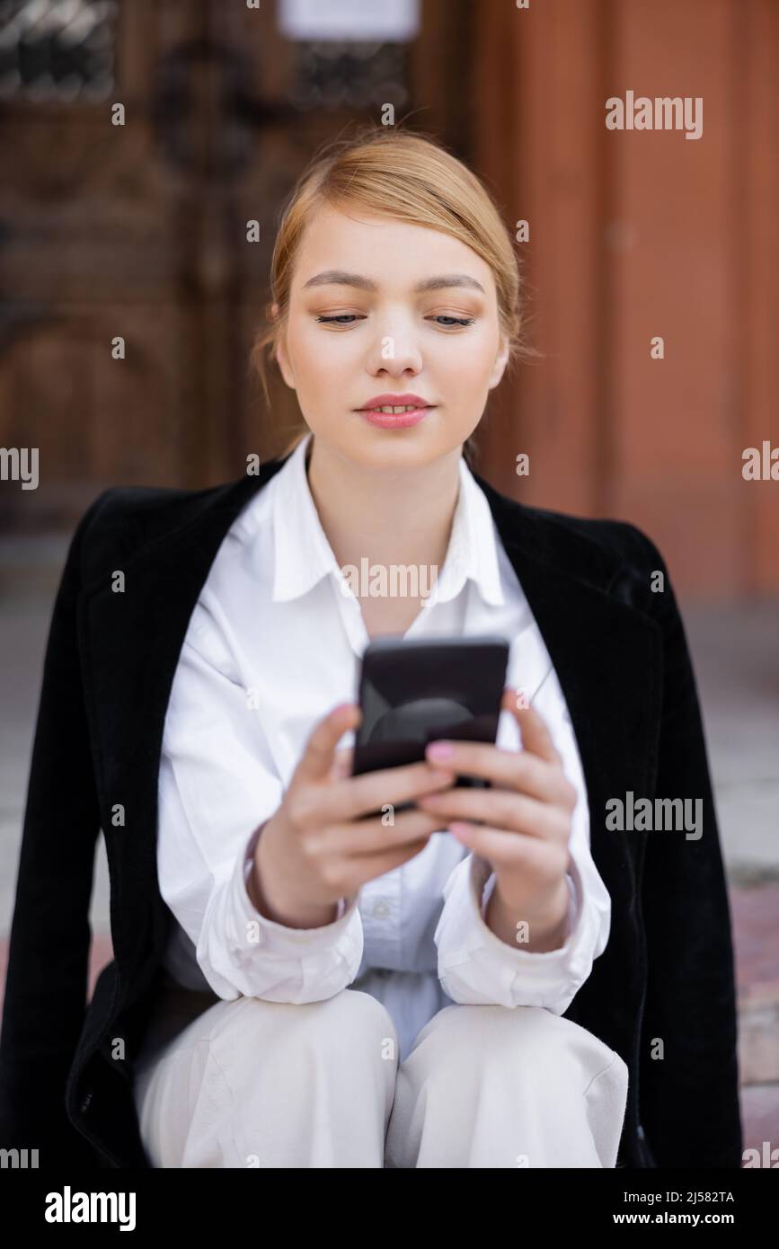 Blonde woman in white shirt hi-res stock photography and images - Alamy