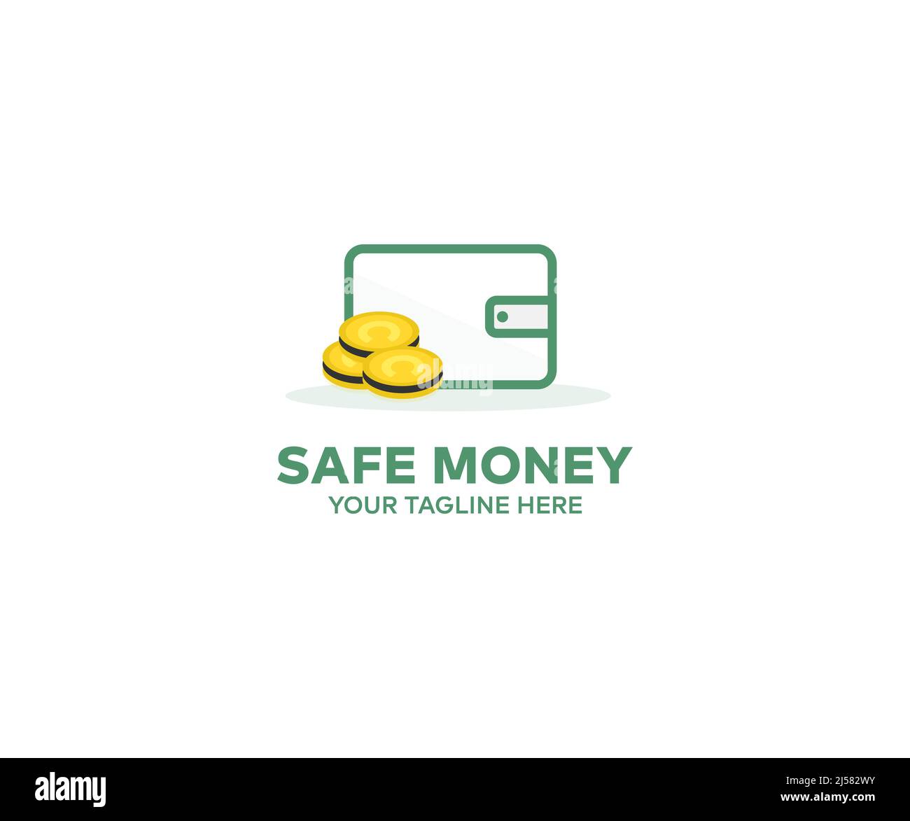 Golden coins, credit card logo design. Stack of coin are protected ...