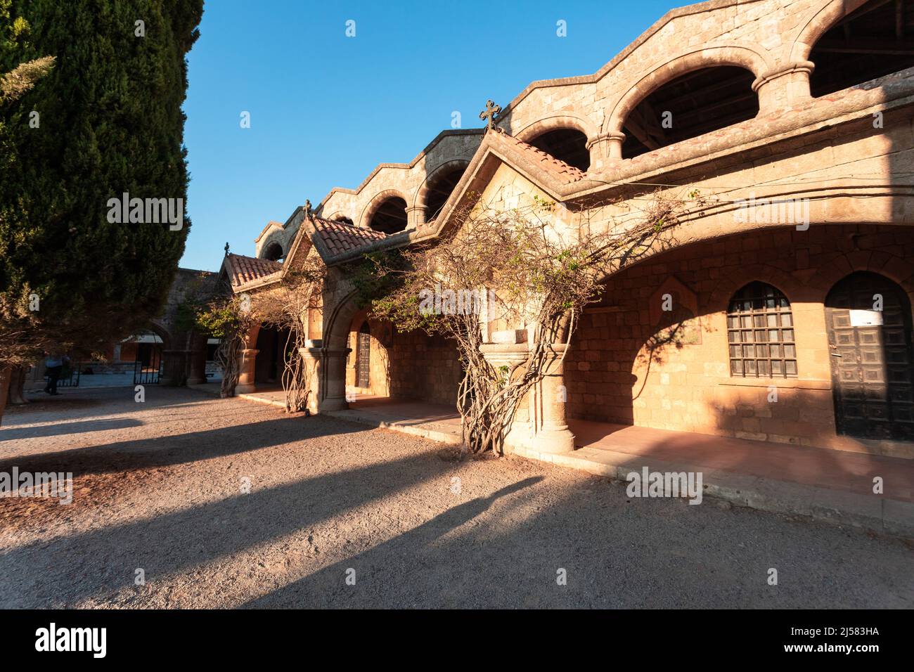 The territory of Filerimos Monastery on the island of Rhodes in Greece ...