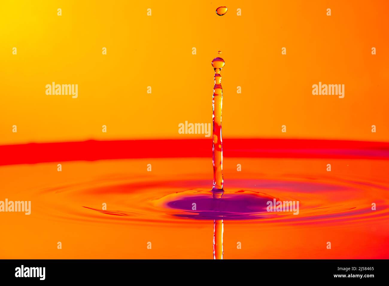 Drop photography water feature with column, highspeed photography ...