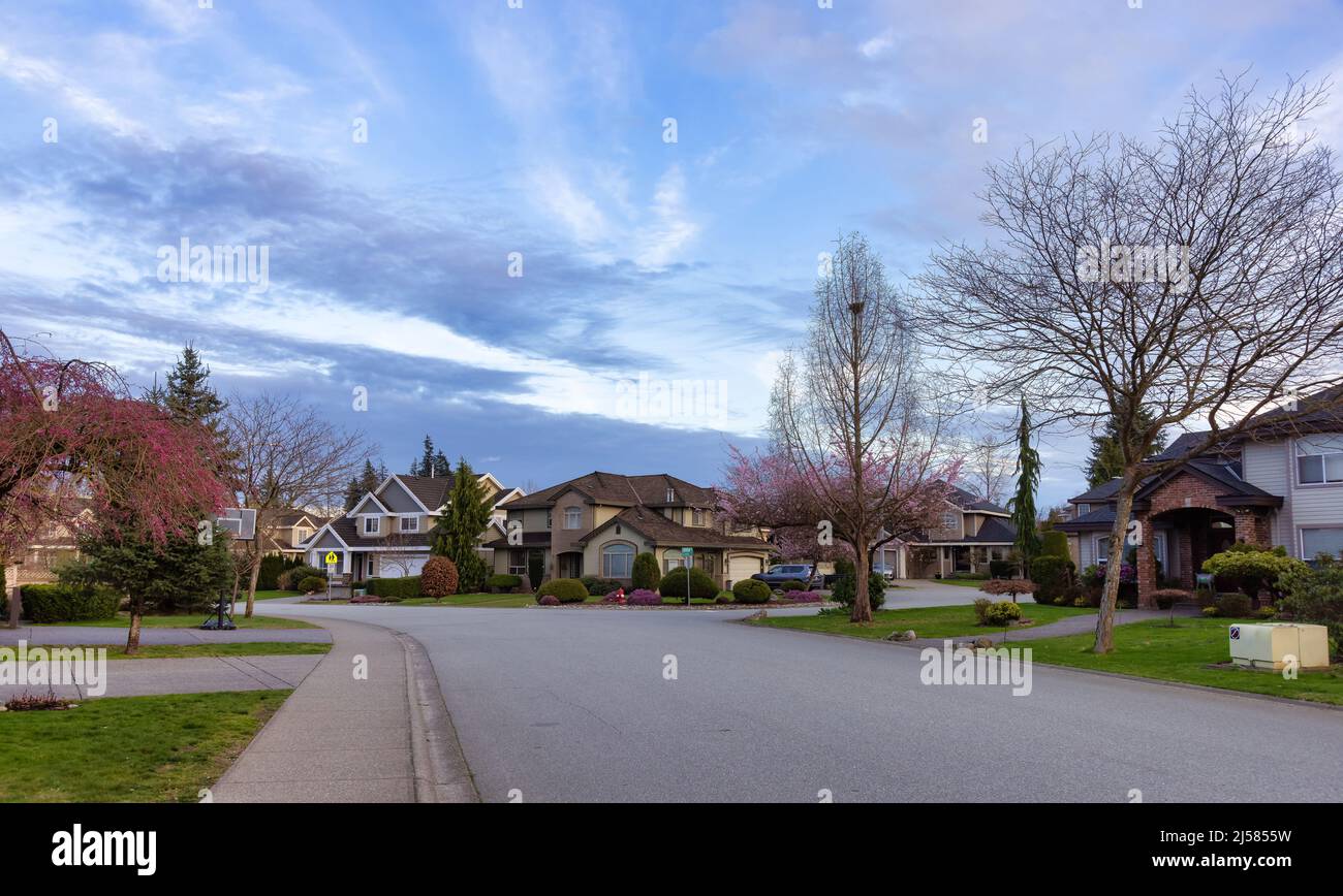 Fraser Heights, Surrey, Greater Vancouver, BC, Canada. Street view in the Residential ...