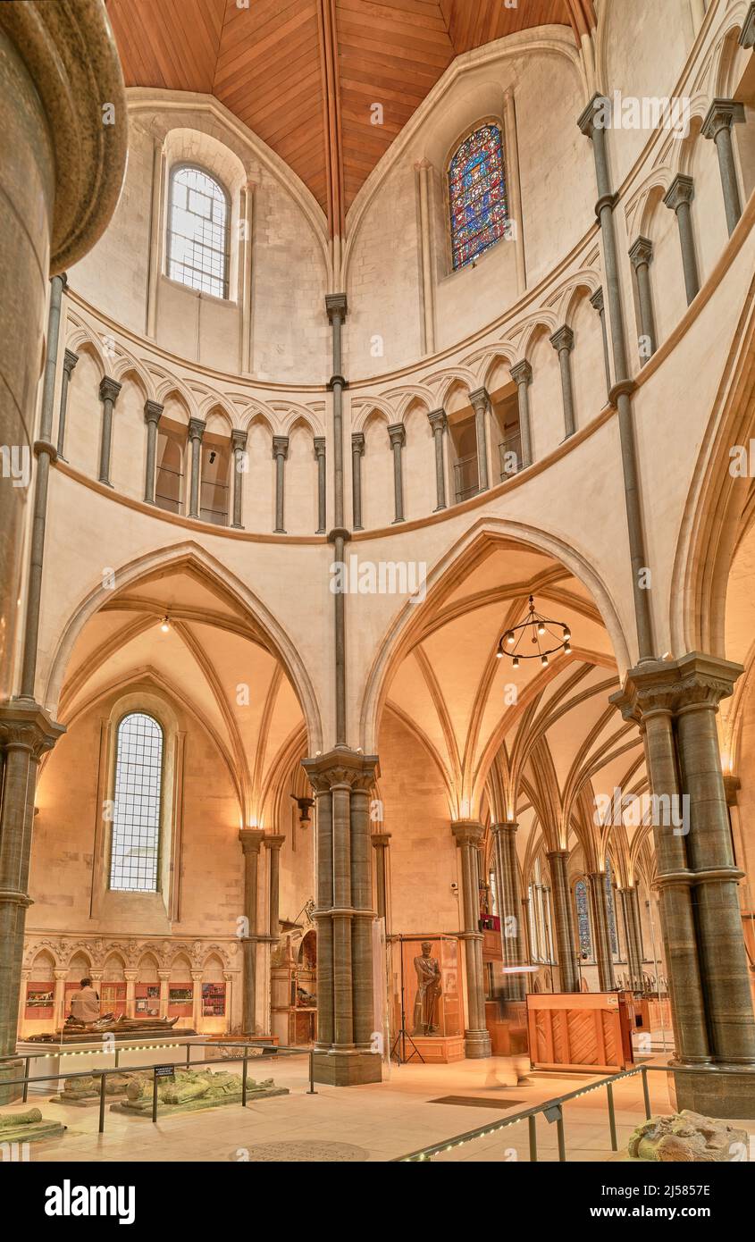 Interior of the round Temple Church, London, England, completed 1185 ...