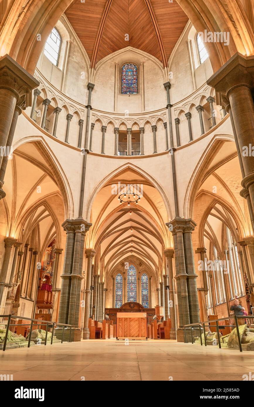 Interior of the round Temple Church, London, England, completed 1185 ...