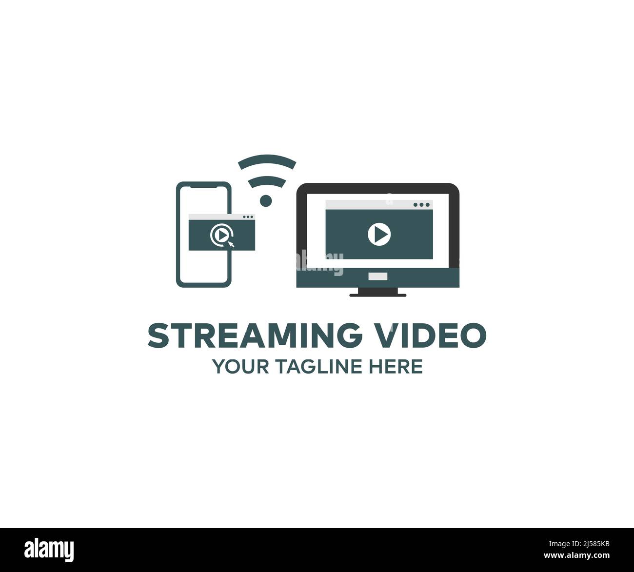 Devices responsive on workspace streaming online logo design. Connected ...