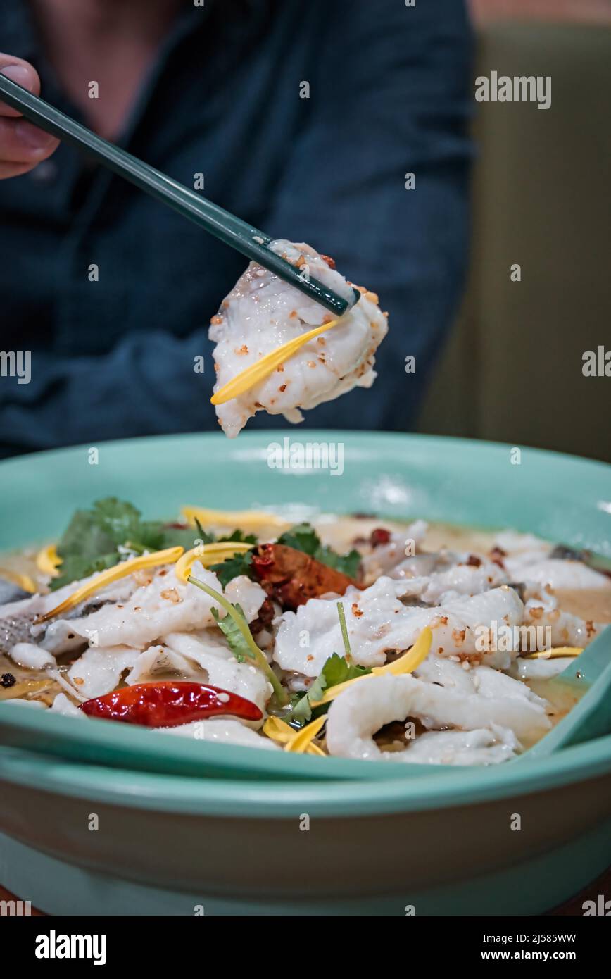 Delicious Sichuan Chili fish in a restaurant Stock Photo - Alamy