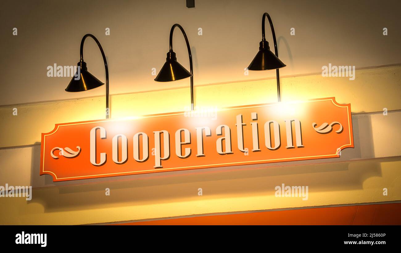 Street Sign the Direction Way to Cooperation Stock Photo - Alamy