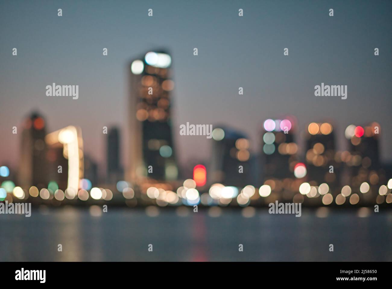Bokeh lights of city buildings at night in Macau, China Stock Photo - Alamy