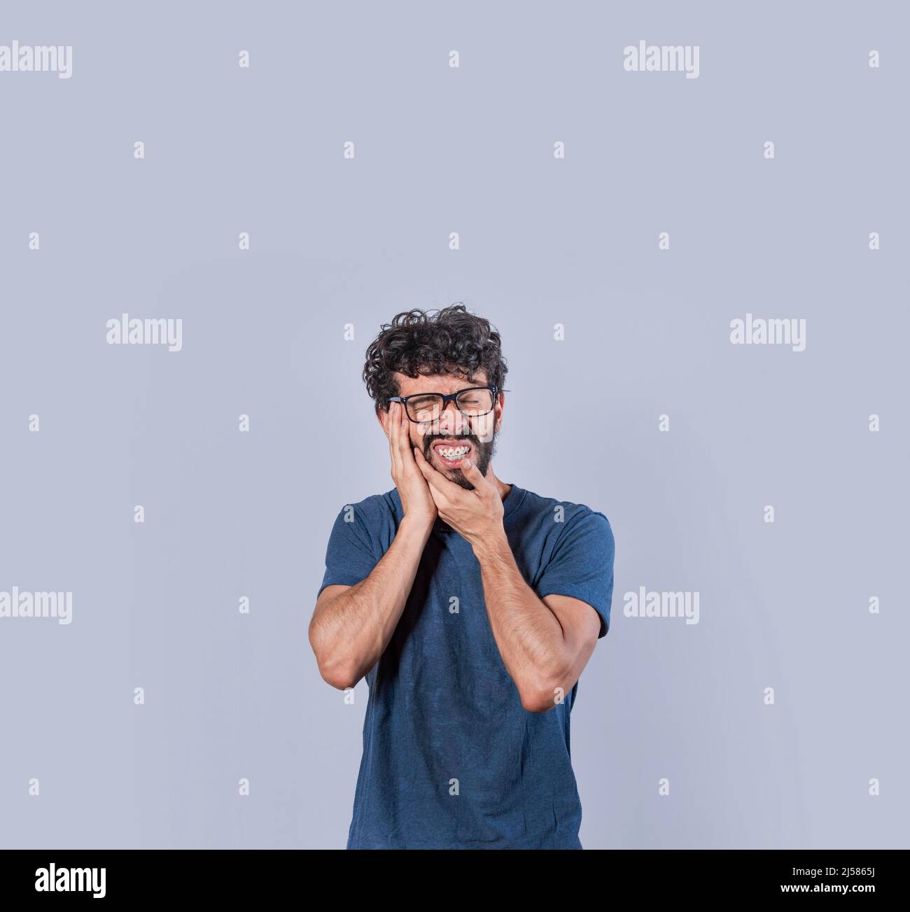 Attractive boy with toothache, isolated image of man with toothache ...