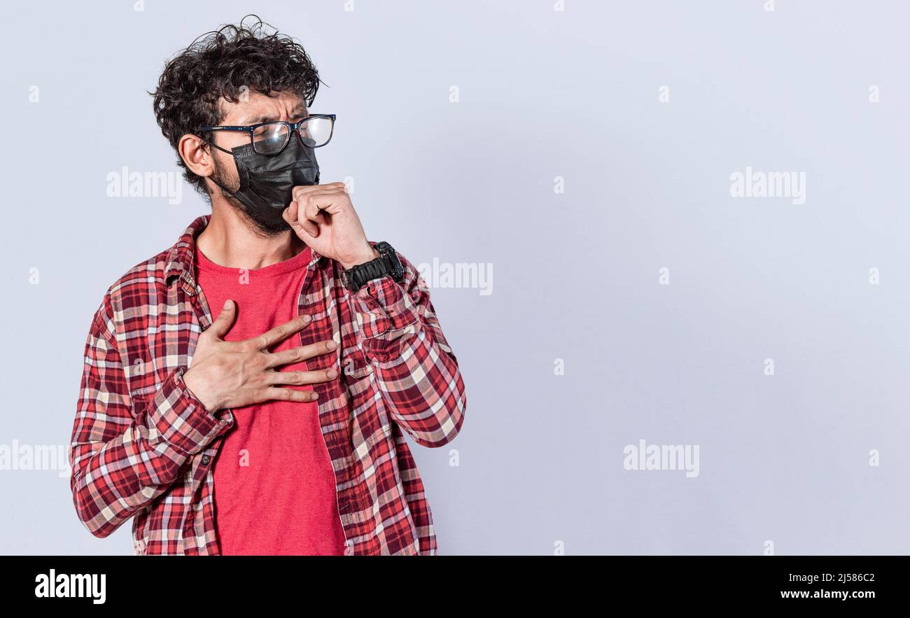 Man coughing with surgical mask, coronavirus outbreak, social ...