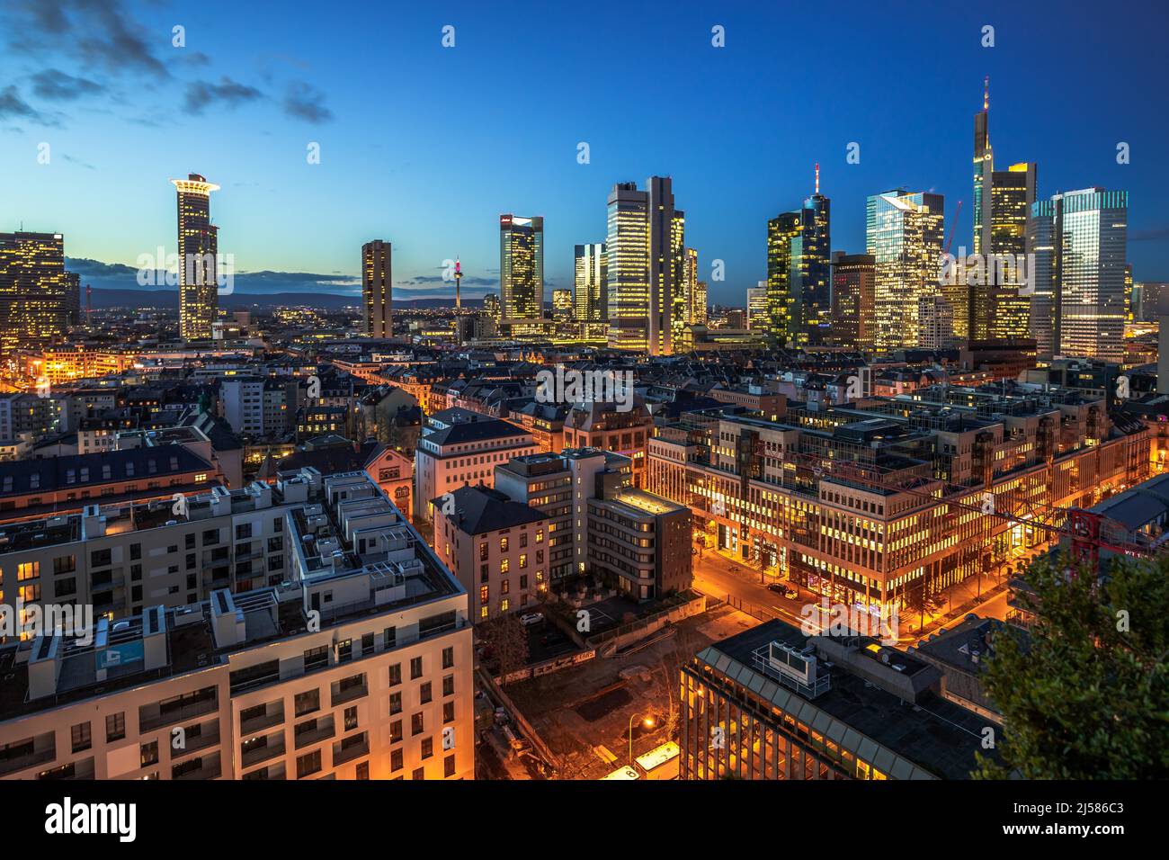 View from a high-rise building, window on the skyline of a city during ...