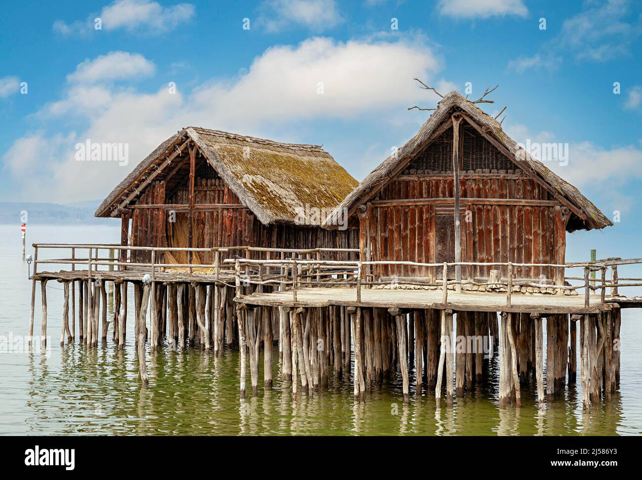 The pile village in Unteruhldingen on Lake Constance, Germany Stock ...