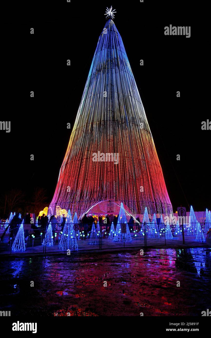 Tall structure with 100000 light bulbs at a multimedia sound and light ...