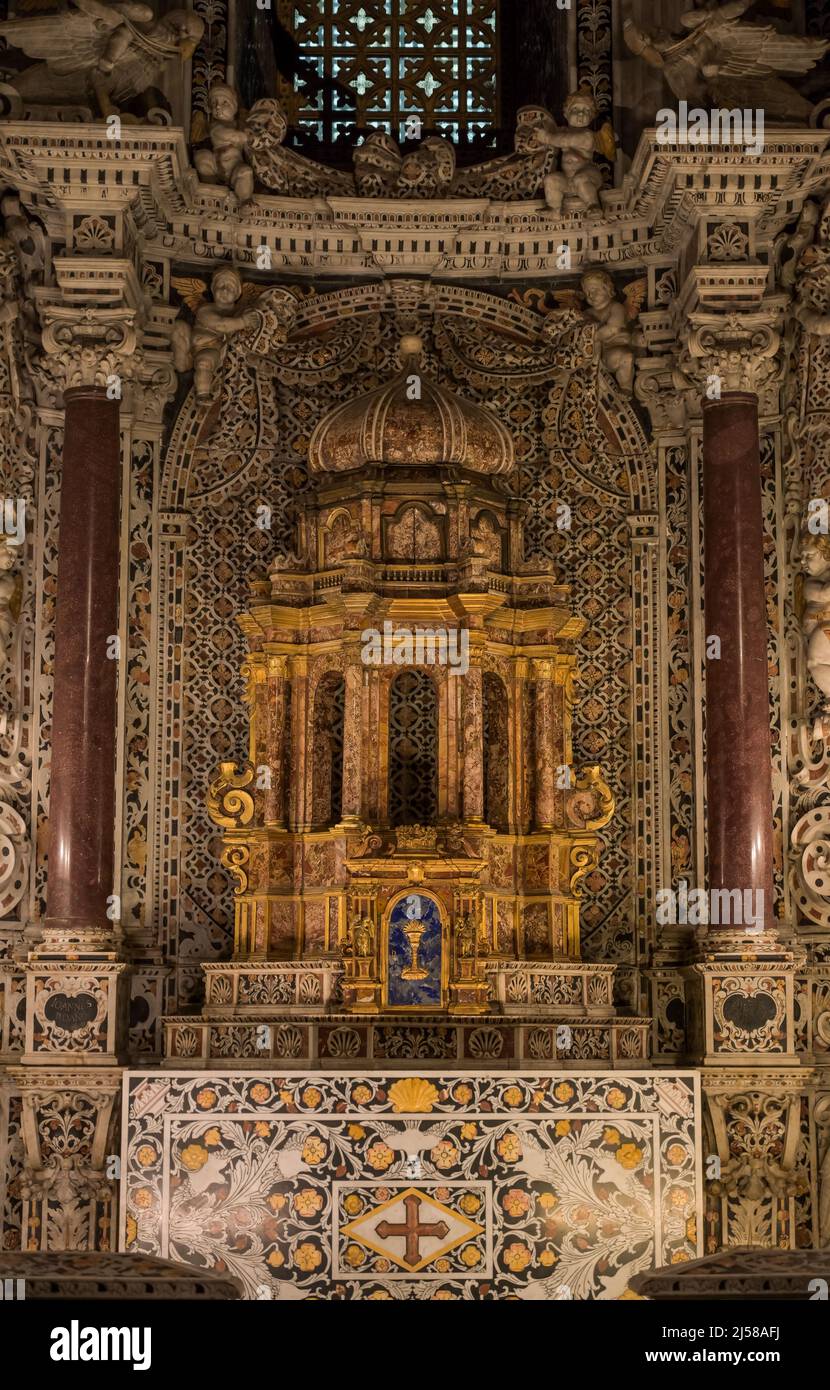 Shrine, baroque chapel, Santa Maria Nuova Cathedral, Monreale, Sicily ...