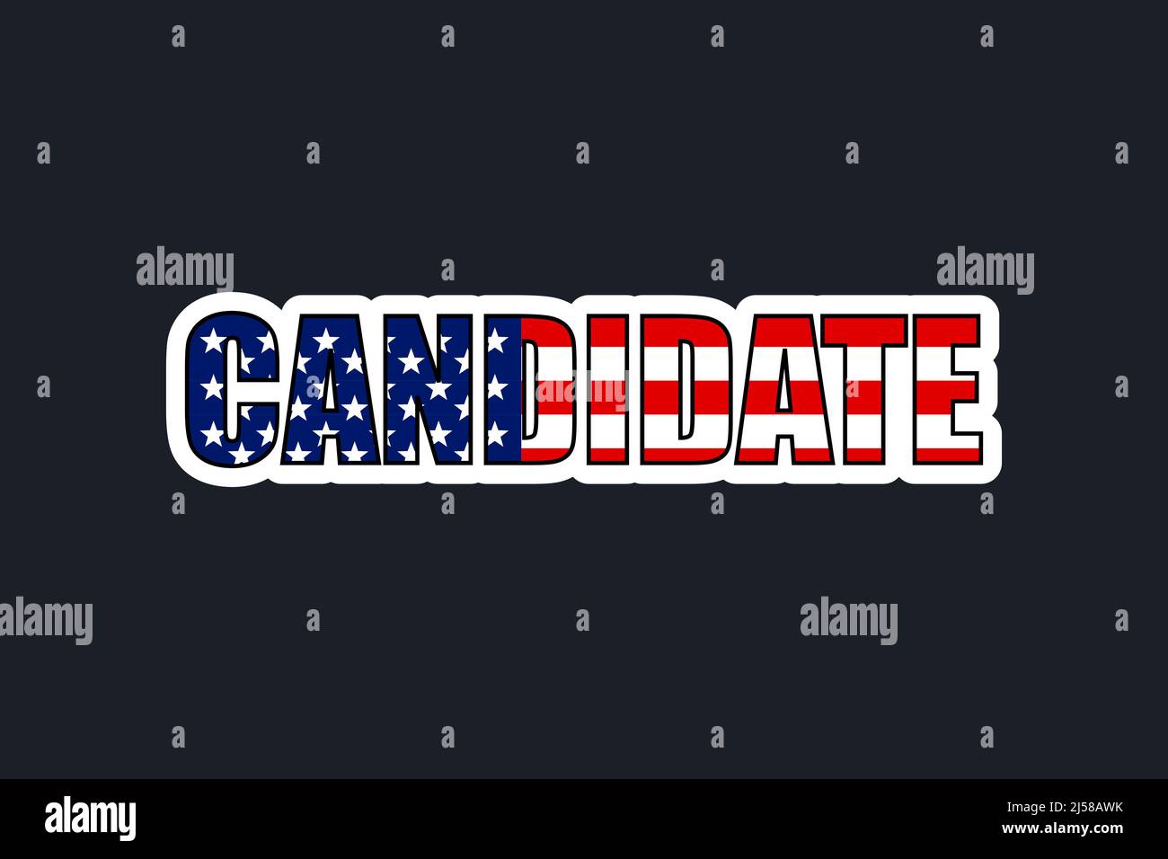 word Candidate in american flag colors, election vote emblem badge ...