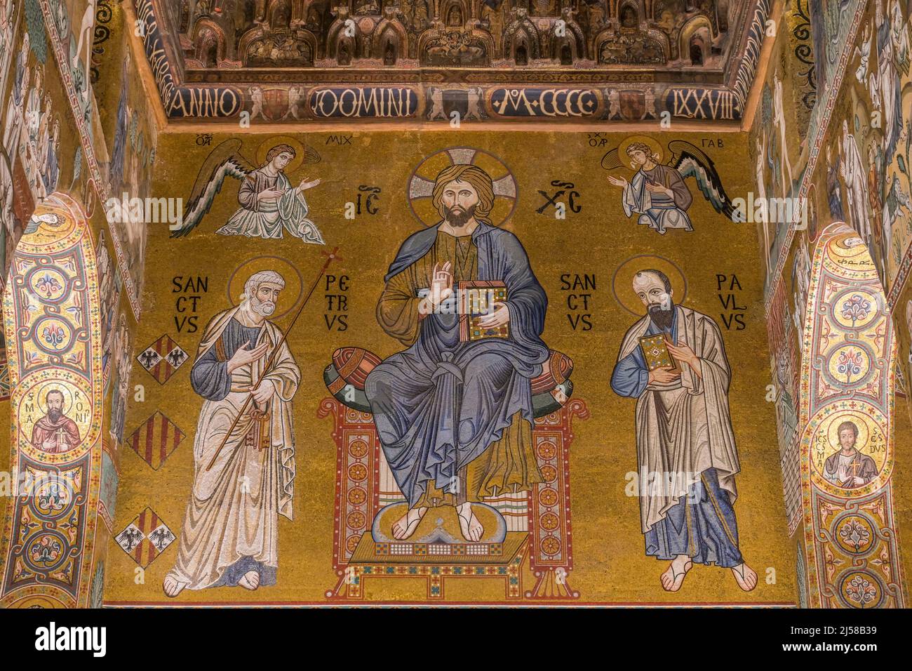 Jesus Christ, Peter (l.) and Paul (r.) Cappella Palatina, Norman Palace ...