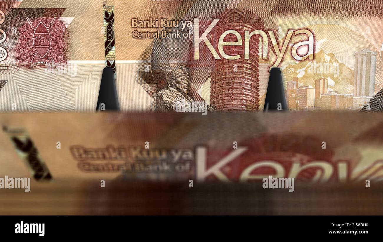 Kenyan Shilling money pack 3d illustration. KES banknote bundle stacks ...