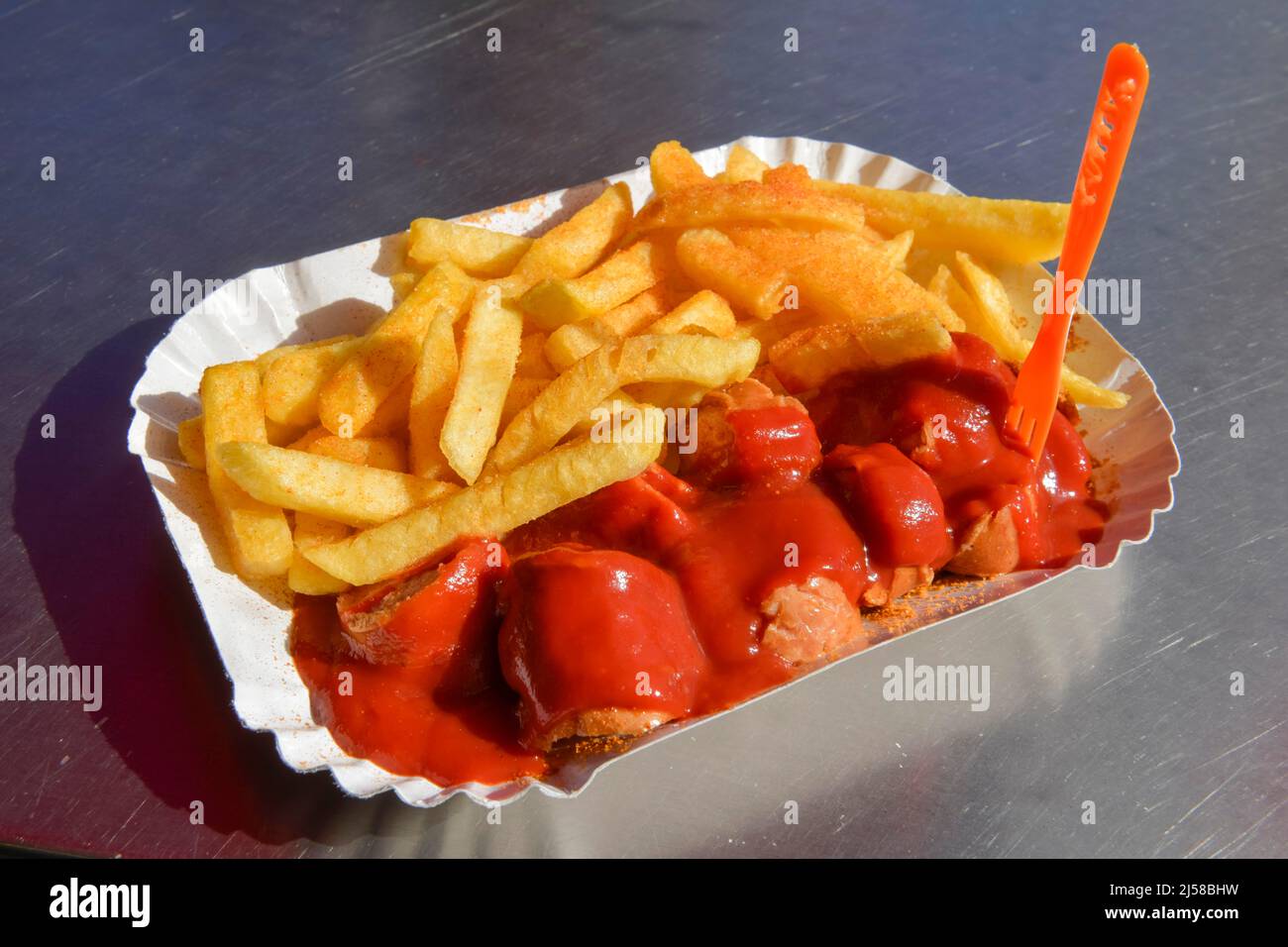 Currywurst with fries, Curry 36, Mehringdamm, Kreuzberg, Berlin ...