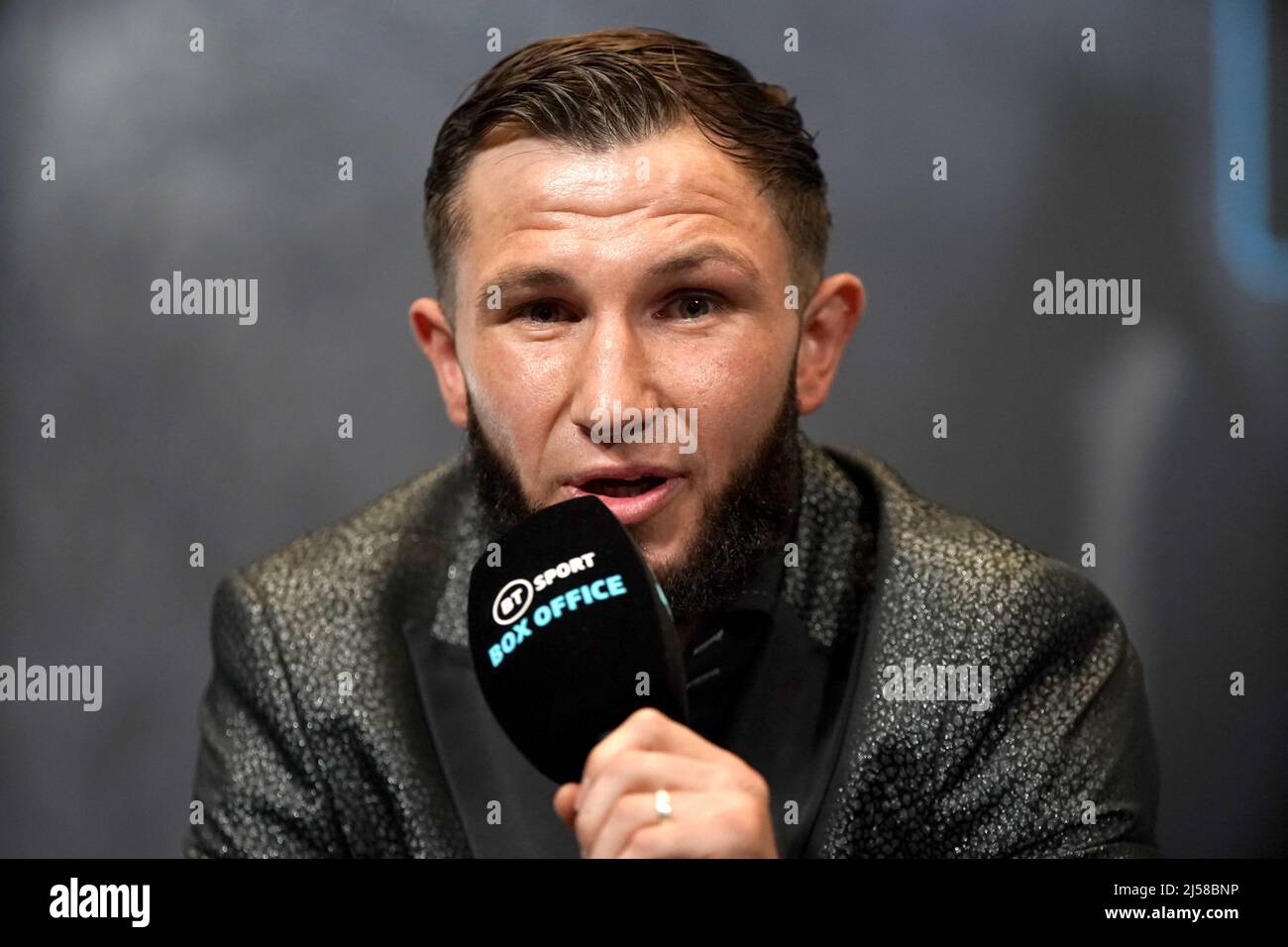 Isaac Lowe during a undercard press conference at Wembley Stadium ...