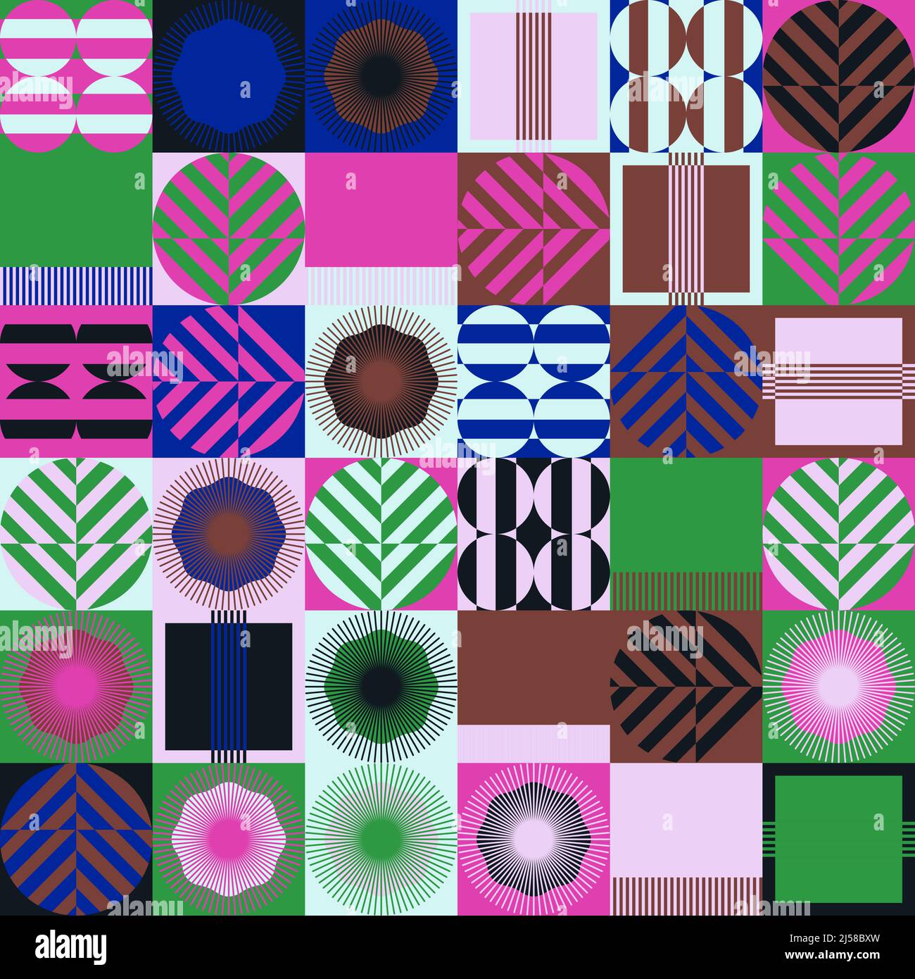 Brutalist Art inspired vector pattern artwork made with abstract ...