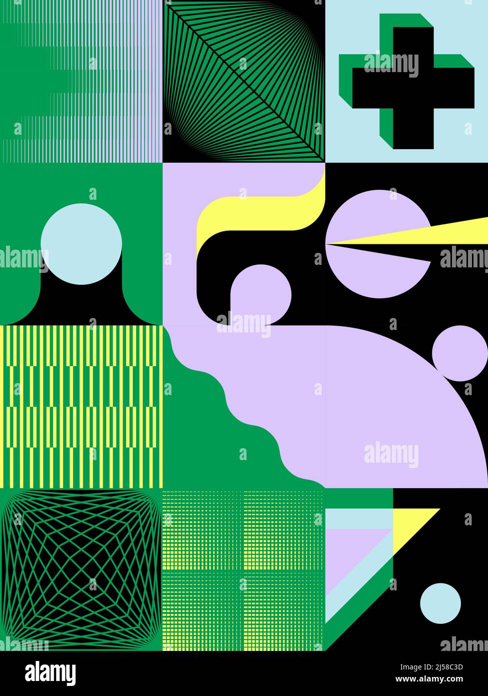 Digital collage graphics pattern made with vector abstract forms and ...