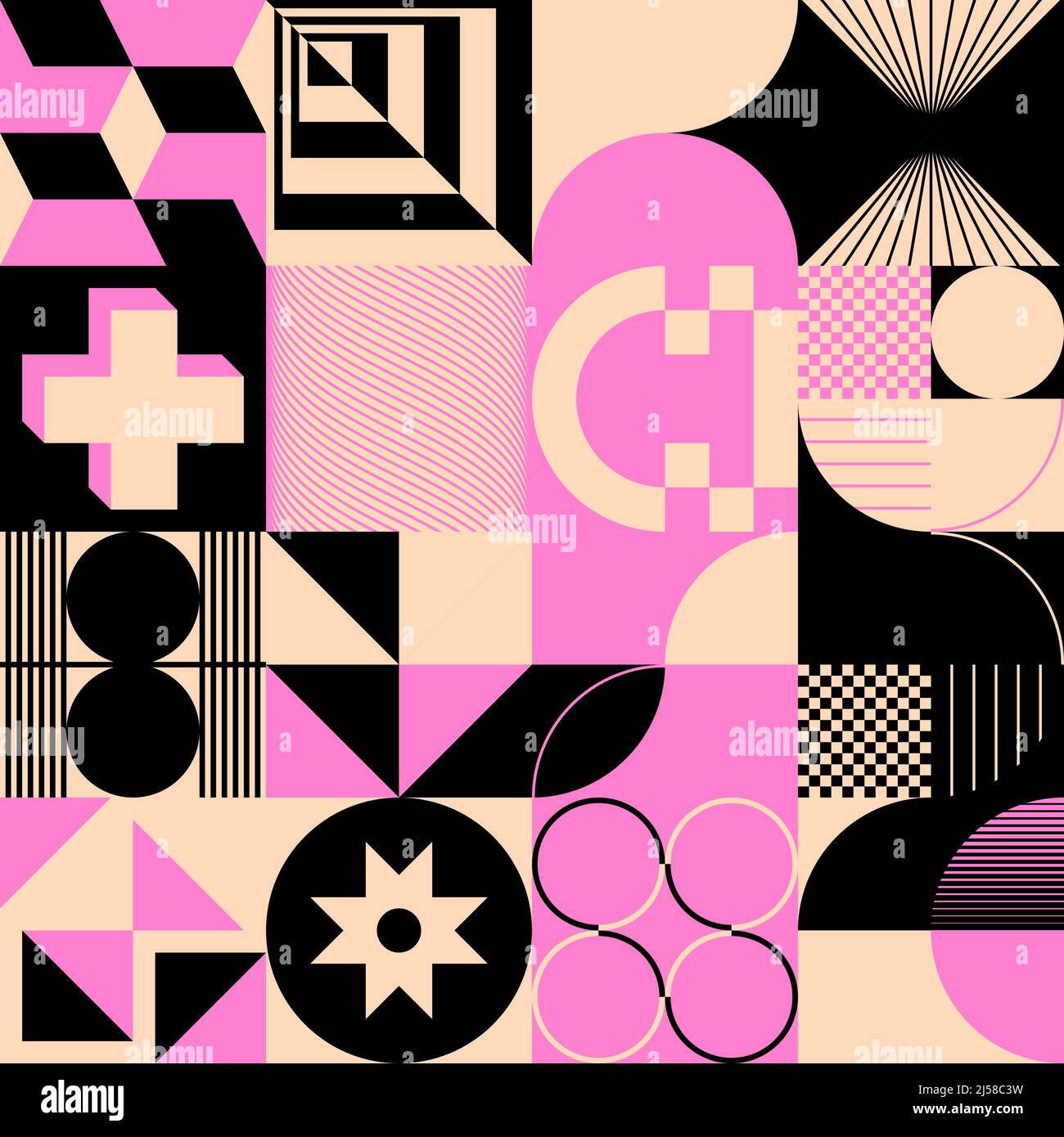 Retro Future Art inspired vector pattern artwork made with abstract ...