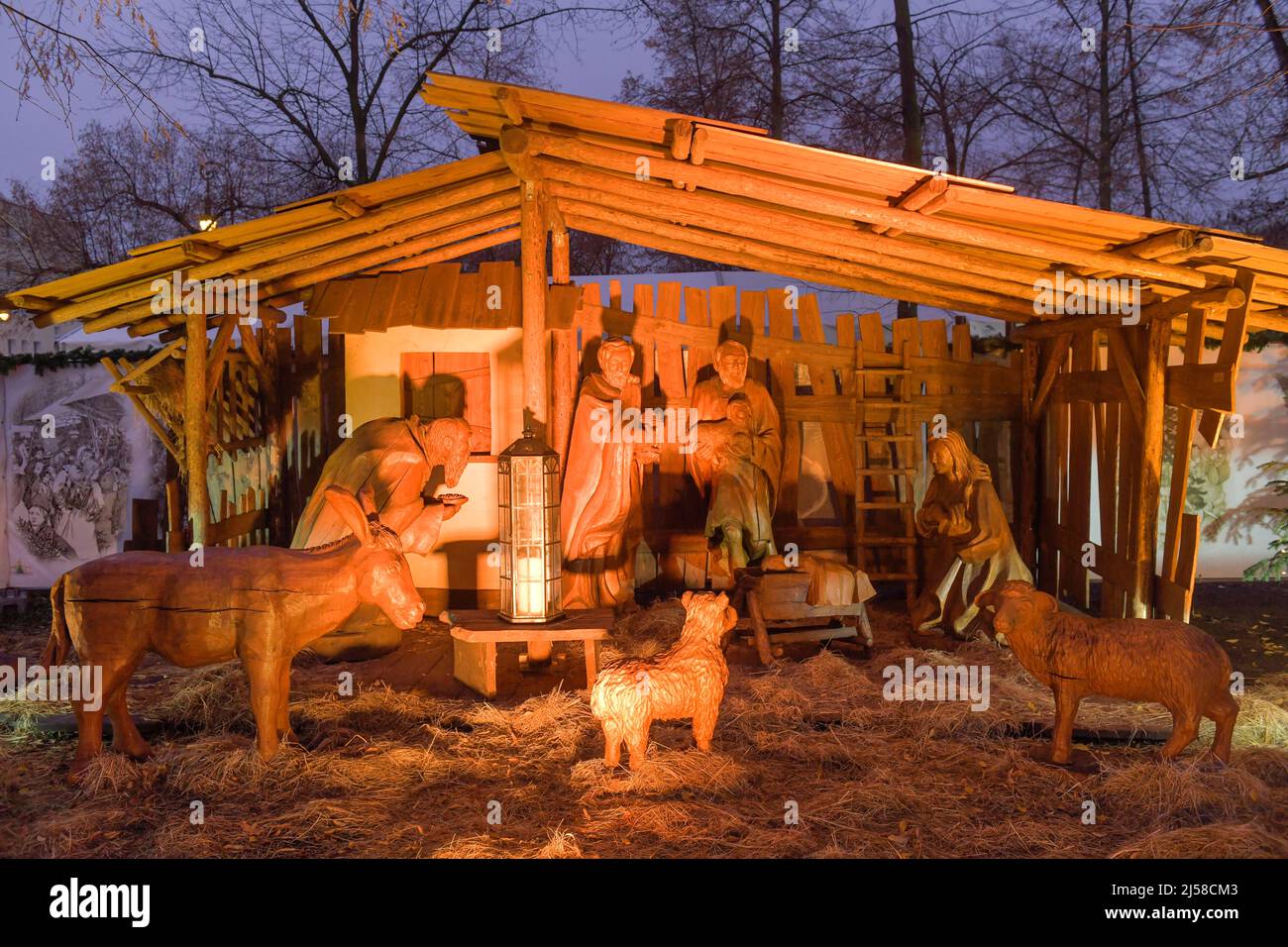 Nativity scene, Christmas market at Charlottenburg Palace, Berlin ...