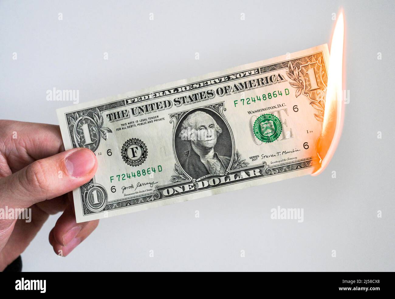 US dollar, burn, fire, banknote, banknote, studio shot Stock Photo - Alamy